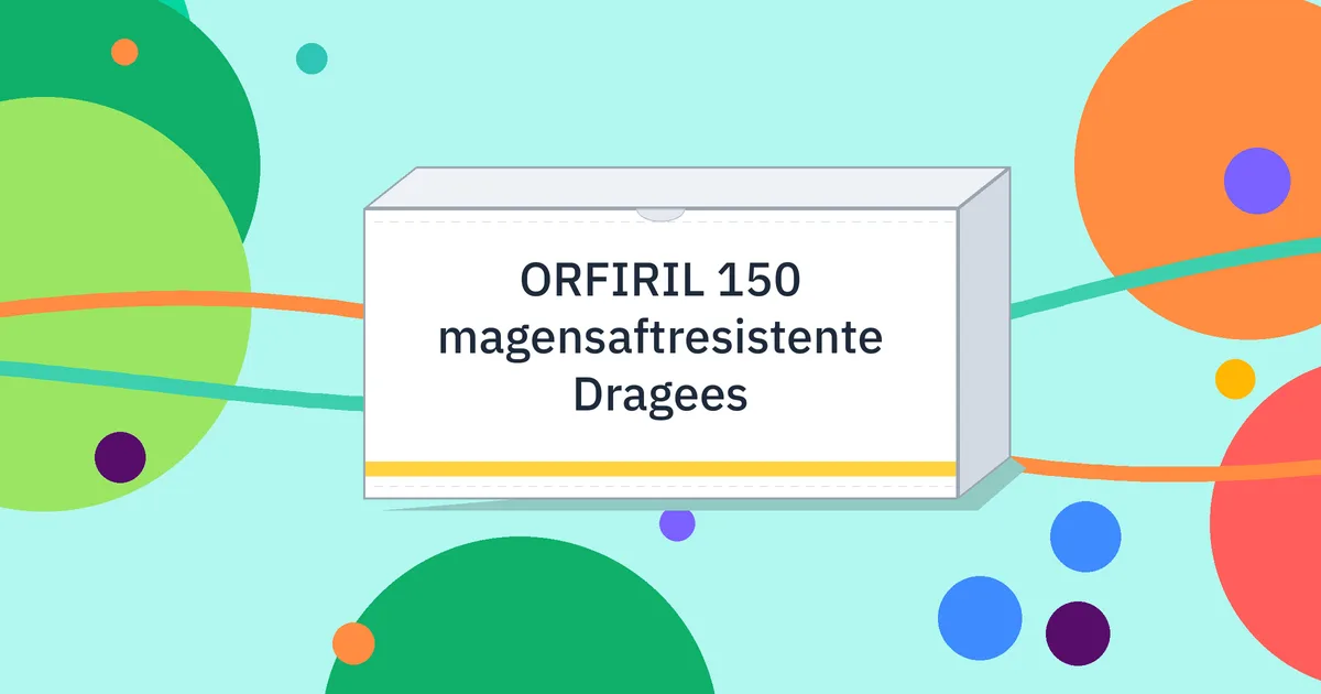 Symbolbild: Packung mit der Aufschrift ORFIRIL 150 magensaftresistente Dragees (PZN 04897205) – Verfügbarkeit und Bezug in Apotheken in Frankfurt am Main