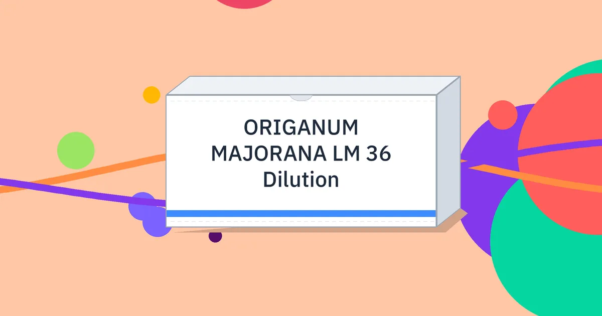 Symbolbild: Packung mit der Aufschrift ORIGANUM MAJORANA LM 36 Dilution (PZN 12972820) – Verfügbarkeit und Bezug in Apotheken in Frankfurt am Main