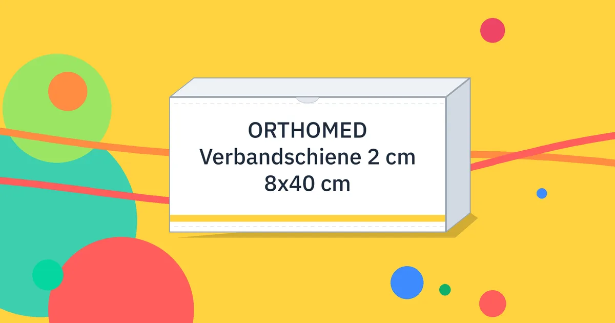 Symbolbild: Packung mit der Aufschrift ORTHOMED Verbandschiene 2 cm 8x40 cm (PZN 03450560) – Verfügbarkeit und Bezug in Apotheken in Frankfurt am Main