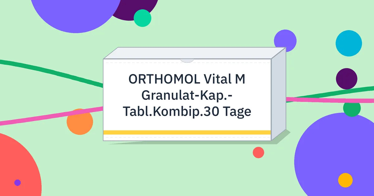 Symbolbild: Packung mit der Aufschrift ORTHOMOL Vital M Granulat-Kap.-Tabl.Kombip.30 Tage (PZN 01319838) – Verfügbarkeit und Bezug in Apotheken in Frankfurt am Main