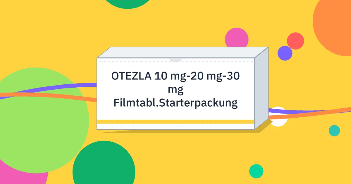 Symbolbild: Packung mit der Aufschrift OTEZLA 10 mg-20 mg-30 mg Filmtabl.Starterpackung (PZN 13360071) – Verfügbarkeit und Bezug in Apotheken in Frankfurt am Main