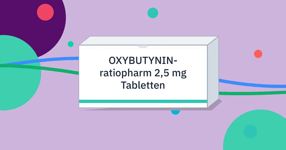 Symbolbild: Packung mit der Aufschrift OXYBUTYNIN-ratiopharm 2,5 mg Tabletten (PZN 01415714) – Verfügbarkeit und Bezug in Apotheken in Frankfurt am Main