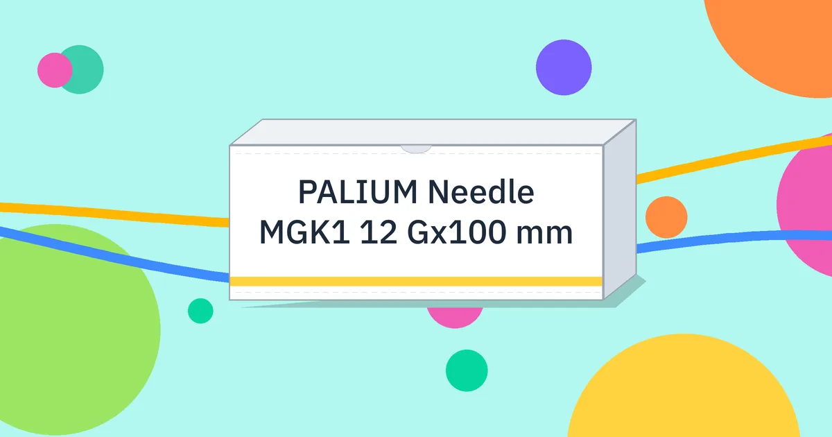 Symbolbild: Packung mit der Aufschrift PALIUM Needle MGK1 12 Gx100 mm (PZN 14383619) – Verfügbarkeit und Bezug in Apotheken in Frankfurt am Main