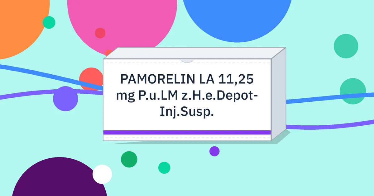 Symbolbild: Packung mit der Aufschrift PAMORELIN LA 11,25 mg P.u.LM z.H.e.Depot-Inj.Susp. (PZN 17184719) – Verfügbarkeit und Bezug in Apotheken in Frankfurt am Main