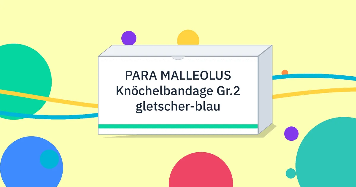 Symbolbild: Packung mit der Aufschrift PARA MALLEOLUS Knöchelbandage Gr.2 gletscher-blau (PZN 13763521) – Verfügbarkeit und Bezug in Apotheken in Frankfurt am Main
