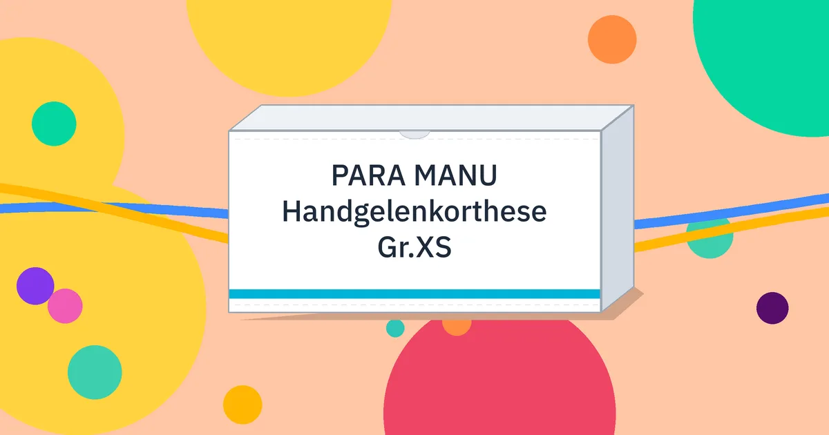 Symbolbild: Packung mit der Aufschrift PARA MANU Handgelenkorthese Gr.XS (PZN 06989727) – Verfügbarkeit und Bezug in Apotheken in Frankfurt am Main