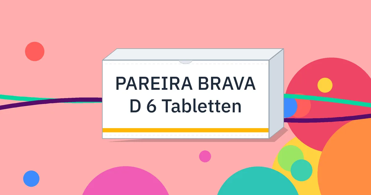 Symbolbild: Packung mit der Aufschrift PAREIRA BRAVA D 6 Tabletten (PZN 02634625) – Verfügbarkeit und Bezug in Apotheken in Frankfurt am Main