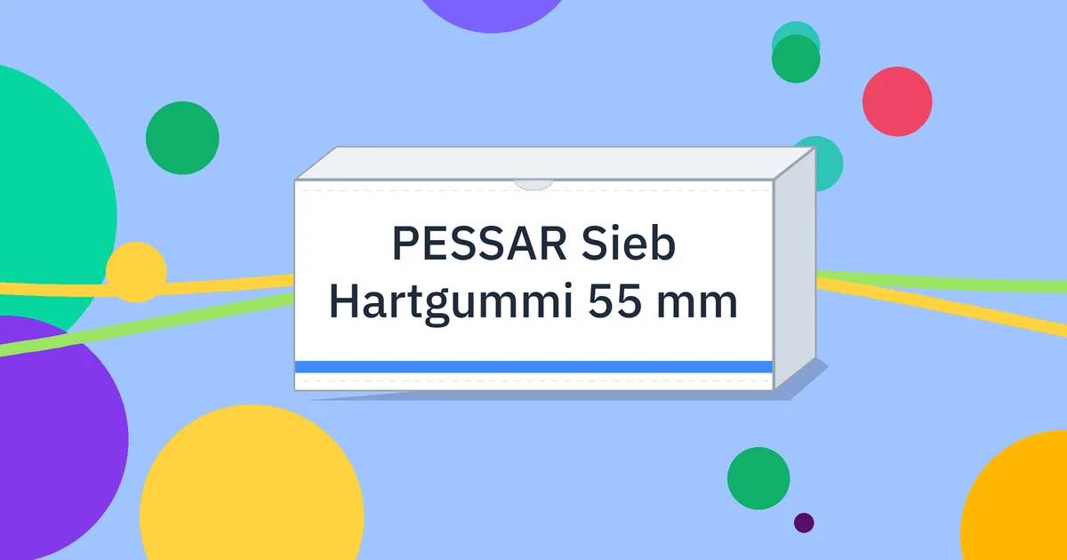 Symbolbild: Packung mit der Aufschrift PESSAR Sieb Hartgummi 55 mm (PZN 01733992) – Verfügbarkeit und Bezug in Apotheken in Frankfurt am Main