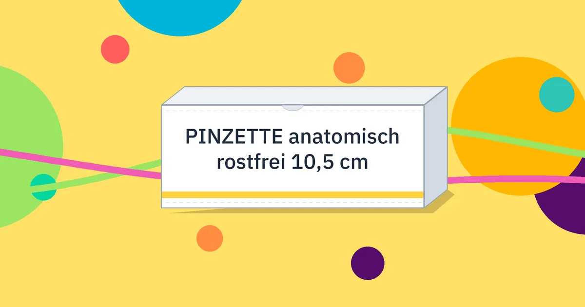 Symbolbild: Packung mit der Aufschrift PINZETTE anatomisch rostfrei 10,5 cm (PZN 05523205) – Verfügbarkeit und Bezug in Apotheken in Frankfurt am Main
