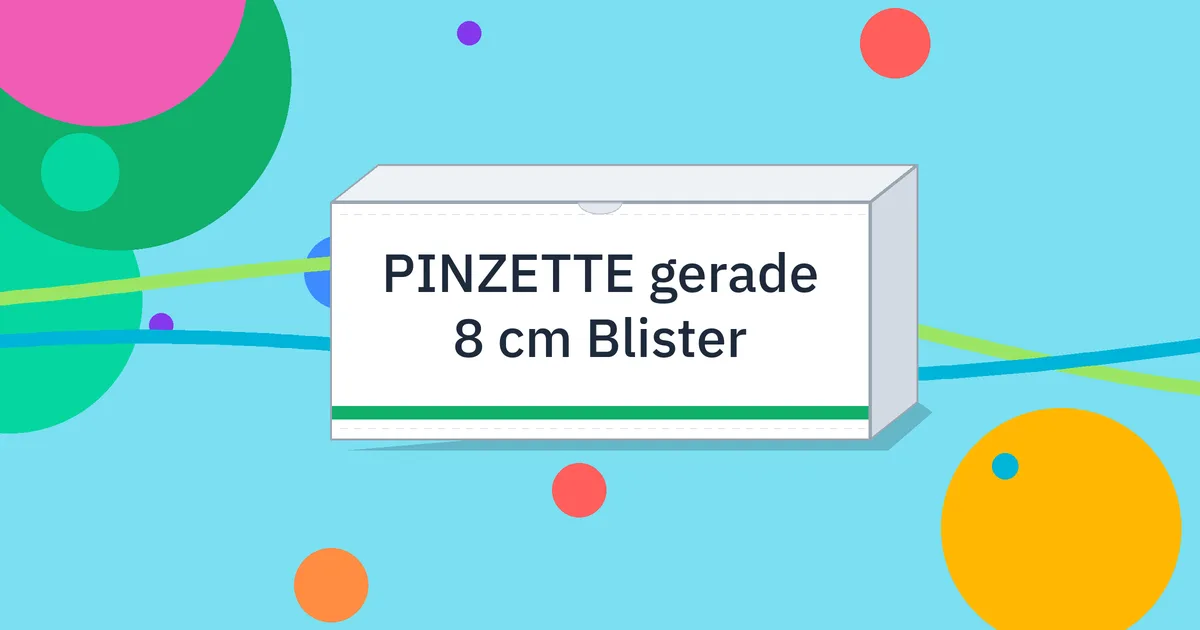 Symbolbild: Packung mit der Aufschrift PINZETTE gerade 8 cm Blister (PZN 10350327) – Verfügbarkeit und Bezug in Apotheken in Frankfurt am Main