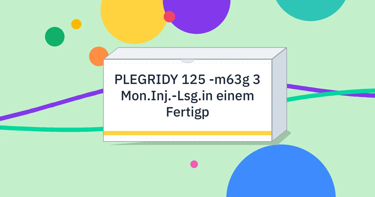 Symbolbild: Packung mit der Aufschrift PLEGRIDY 125 -m63g 3 Mon.Inj.-Lsg.in einem Fertigp (PZN 11100093) – Verfügbarkeit und Bezug in Apotheken in Frankfurt am Main