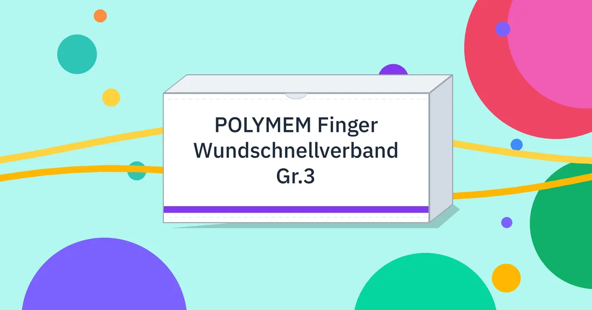 Symbolbild: Packung mit der Aufschrift POLYMEM Finger Wundschnellverband Gr.3 (PZN 09063781) – Verfügbarkeit und Bezug in Apotheken in Frankfurt am Main