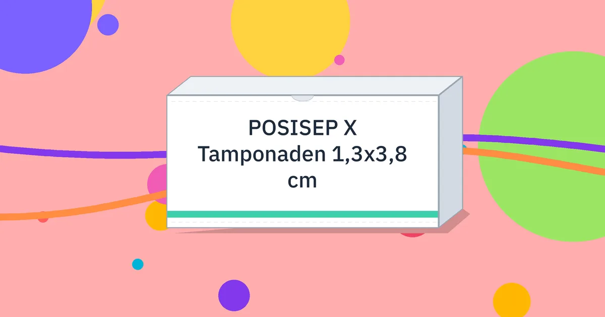 Symbolbild: Packung mit der Aufschrift POSISEP X Tamponaden 1,3x3,8 cm (PZN 11190618) – Verfügbarkeit und Bezug in Apotheken in Frankfurt am Main