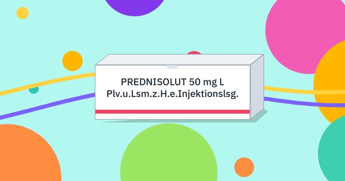 Symbolbild: Packung mit der Aufschrift PREDNISOLUT 50 mg L Plv.u.Lsm.z.H.e.Injektionslsg. (PZN 01343570) – Verfügbarkeit und Bezug in Apotheken in Frankfurt am Main