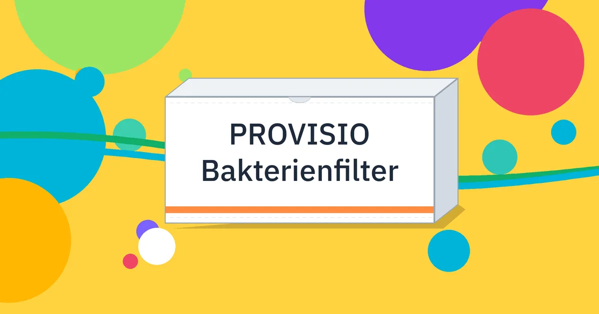 Symbolbild: Packung mit der Aufschrift PROVISIO Bakterienfilter (PZN 11881392) – Verfügbarkeit und Bezug in Apotheken in Frankfurt am Main