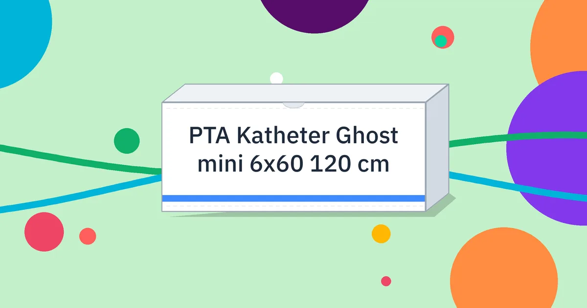 Symbolbild: Packung mit der Aufschrift PTA Katheter Ghost mini 6x60 120 cm (PZN 00142993) – Verfügbarkeit und Bezug in Apotheken in Frankfurt am Main