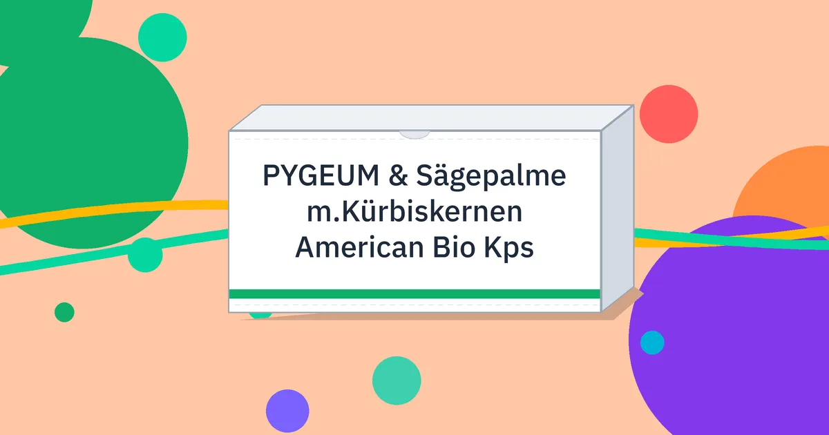 Symbolbild: Packung mit der Aufschrift PYGEUM & Sägepalme m.Kürbiskernen American Bio Kps (PZN 20348768) – Verfügbarkeit und Bezug in Apotheken in Frankfurt am Main