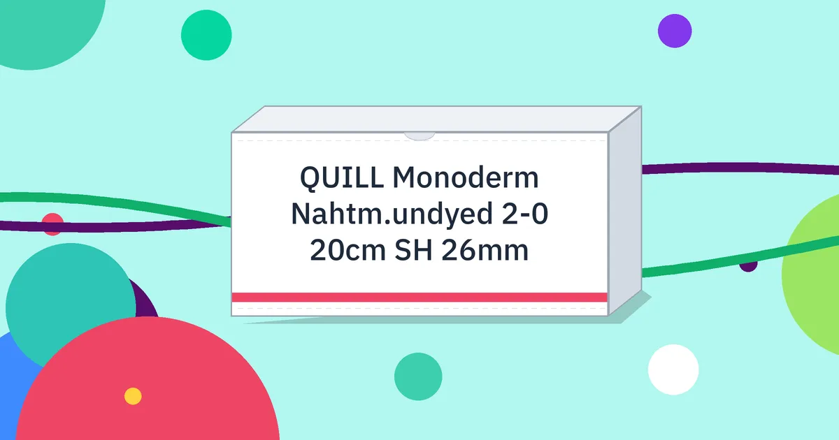Symbolbild: Packung mit der Aufschrift QUILL Monoderm Nahtm.undyed 2-0 20cm SH 26mm (PZN 17987743) – Verfügbarkeit und Bezug in Apotheken in Frankfurt am Main