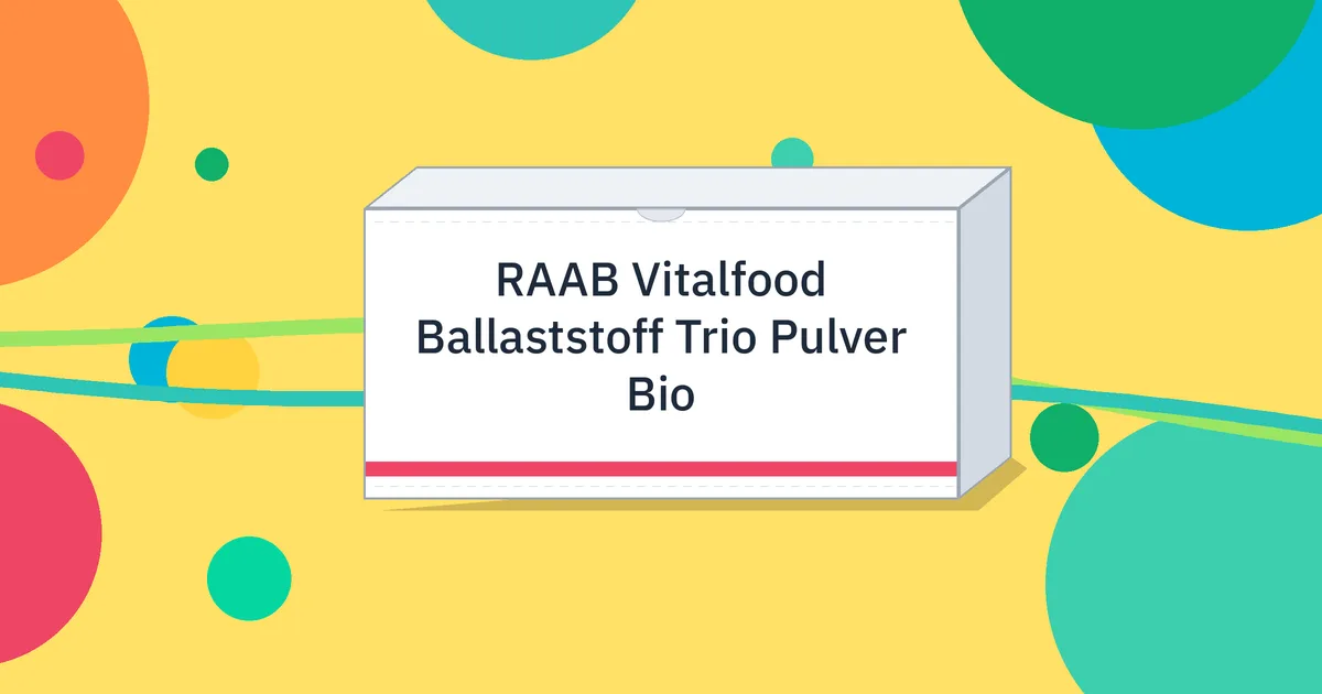 Symbolbild: Packung mit der Aufschrift RAAB Vitalfood Ballaststoff Trio Pulver Bio (PZN 19304872) – Verfügbarkeit und Bezug in Apotheken in Frankfurt am Main