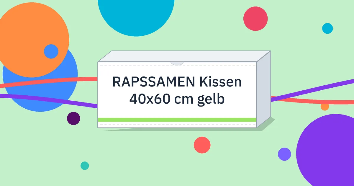 Symbolbild: Packung mit der Aufschrift RAPSSAMEN Kissen 40x60 cm gelb (PZN 05452712) – Verfügbarkeit und Bezug in Apotheken in Frankfurt am Main