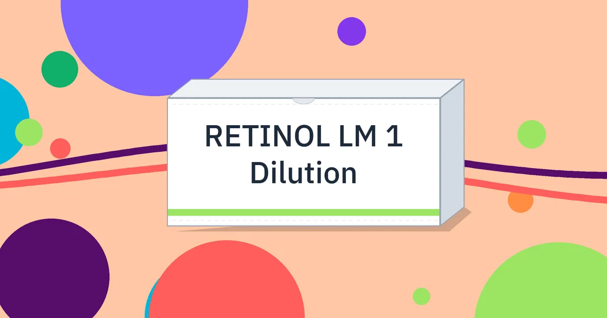 Symbolbild: Packung mit der Aufschrift RETINOL LM 1 Dilution (PZN 13047463) – Verfügbarkeit und Bezug in Apotheken in Frankfurt am Main