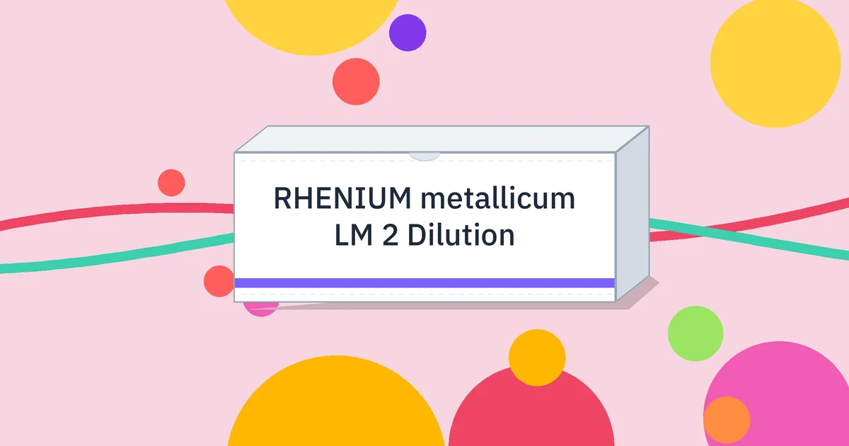 Symbolbild: Packung mit der Aufschrift RHENIUM metallicum LM 2 Dilution (PZN 13048882) – Verfügbarkeit und Bezug in Apotheken in Frankfurt am Main