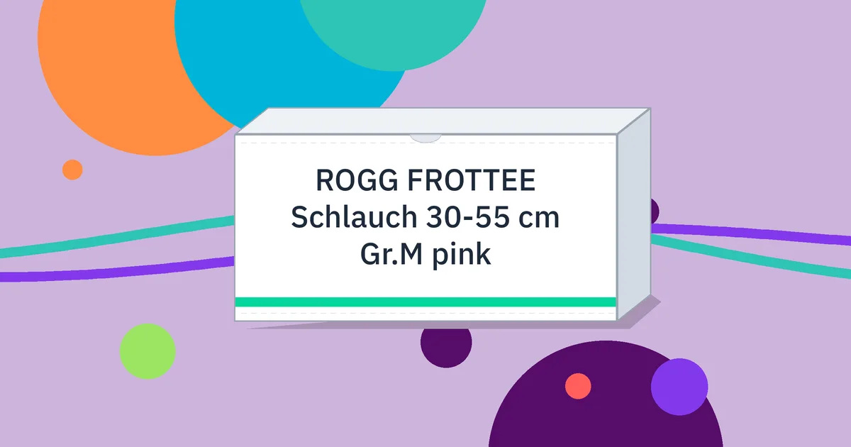 Symbolbild: Packung mit der Aufschrift ROGG FROTTEE Schlauch 30-55 cm Gr.M pink (PZN 05963097) – Verfügbarkeit und Bezug in Apotheken in Frankfurt am Main