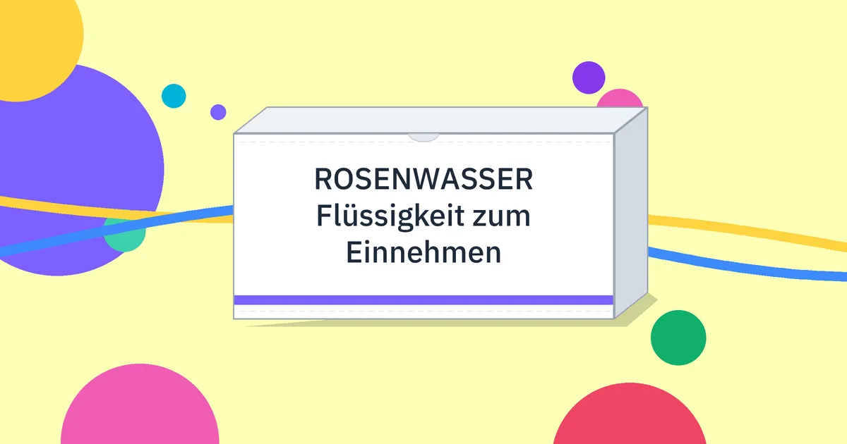 Symbolbild: Packung mit der Aufschrift ROSENWASSER Flüssigkeit zum Einnehmen (PZN 15401555) – Verfügbarkeit und Bezug in Apotheken in Frankfurt am Main