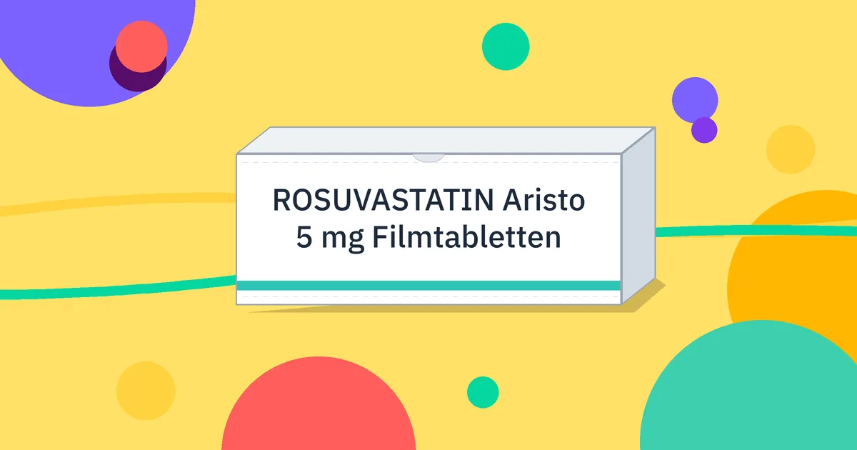 Symbolbild: Packung mit der Aufschrift ROSUVASTATIN Aristo 5 mg Filmtabletten (PZN 18388016) – Verfügbarkeit und Bezug in Apotheken in Frankfurt am Main