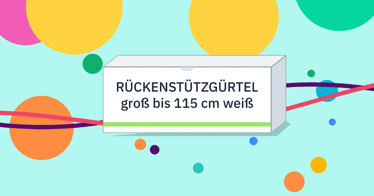Symbolbild: Packung mit der Aufschrift RÜCKENSTÜTZGÜRTEL groß bis 115 cm weiß (PZN 10173173) – Verfügbarkeit und Bezug in Apotheken in Frankfurt am Main