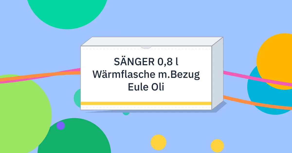 Symbolbild: Packung mit der Aufschrift SÄNGER 0,8 l Wärmflasche m.Bezug Eule Oli (PZN 13567702) – Verfügbarkeit und Bezug in Apotheken in Frankfurt am Main