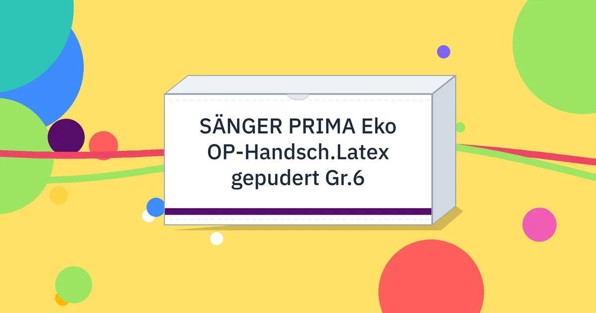 Symbolbild: Packung mit der Aufschrift SÄNGER PRIMA Eko OP-Handsch.Latex gepudert Gr.6 (PZN 04533383) – Verfügbarkeit und Bezug in Apotheken in Frankfurt am Main