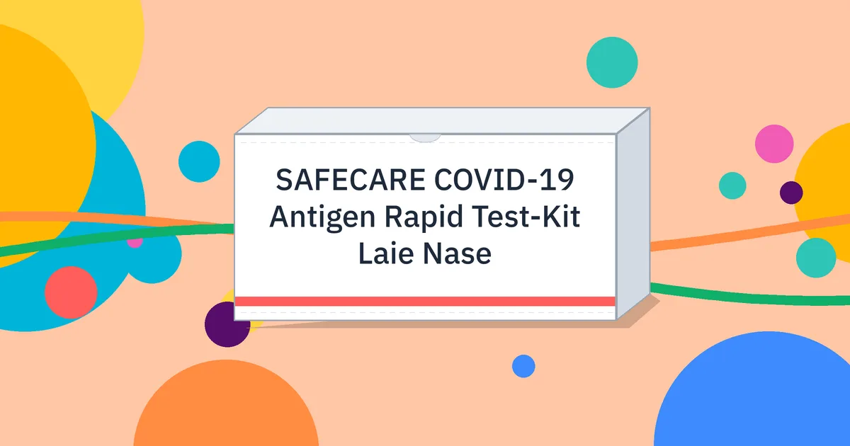 Symbolbild: Packung mit der Aufschrift SAFECARE COVID-19 Antigen Rapid Test-Kit Laie Nase (PZN 18243186) – Verfügbarkeit und Bezug in Apotheken in Frankfurt am Main