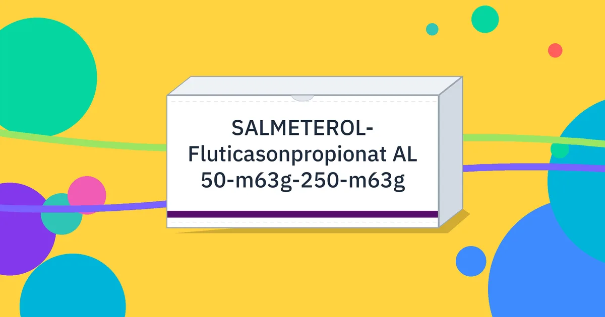 Symbolbild: Packung mit der Aufschrift SALMETEROL-Fluticasonpropionat AL 50-m63g-250-m63g (PZN 16875114) – Verfügbarkeit und Bezug in Apotheken in Frankfurt am Main