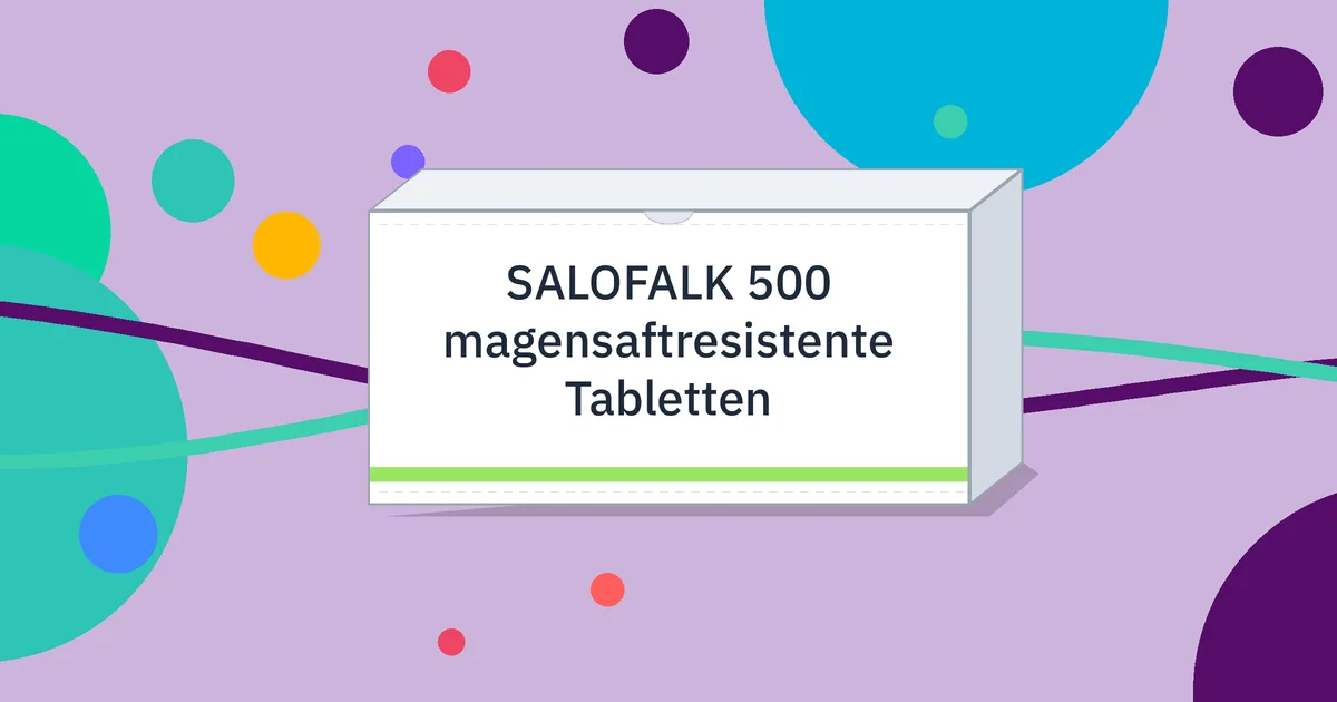 Symbolbild: Packung mit der Aufschrift SALOFALK 500 magensaftresistente Tabletten (PZN 01128972) – Verfügbarkeit und Bezug in Apotheken in Frankfurt am Main