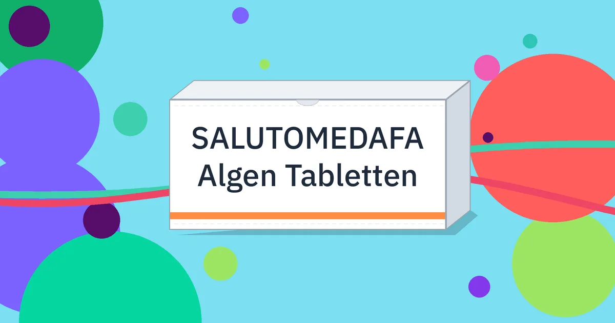 Symbolbild: Packung mit der Aufschrift SALUTOMEDAFA Algen Tabletten (PZN 13583629) – Verfügbarkeit und Bezug in Apotheken in Frankfurt am Main