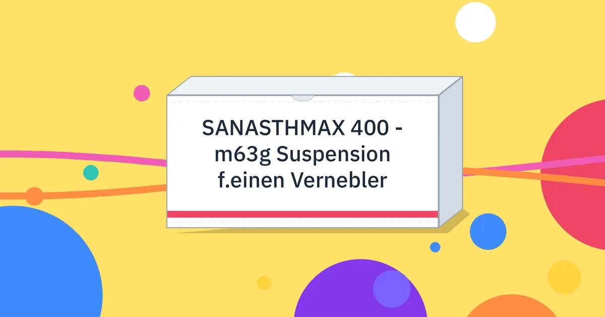 Symbolbild: Packung mit der Aufschrift SANASTHMAX 400 -m63g Suspension f.einen Vernebler (PZN 02568147) – Verfügbarkeit und Bezug in Apotheken in Frankfurt am Main