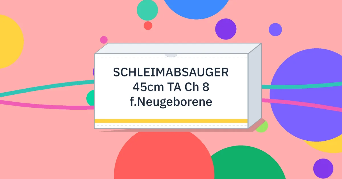 Symbolbild: Packung mit der Aufschrift SCHLEIMABSAUGER 45cm TA Ch 8 f.Neugeborene (PZN 17488744) – Verfügbarkeit und Bezug in Apotheken in Frankfurt am Main