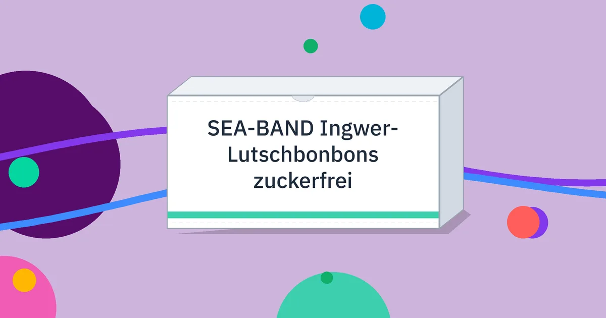 Symbolbild: Packung mit der Aufschrift SEA-BAND Ingwer-Lutschbonbons zuckerfrei (PZN 15616250) – Verfügbarkeit und Bezug in Apotheken in Frankfurt am Main