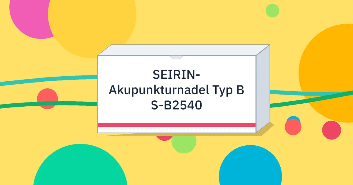Symbolbild: Packung mit der Aufschrift SEIRIN-Akupunkturnadel Typ B S-B2540 (PZN 04941656) – Verfügbarkeit und Bezug in Apotheken in Frankfurt am Main