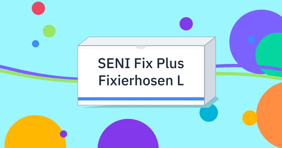 Symbolbild: Packung mit der Aufschrift SENI Fix Plus Fixierhosen L (PZN 10790931) – Verfügbarkeit und Bezug in Apotheken in Frankfurt am Main