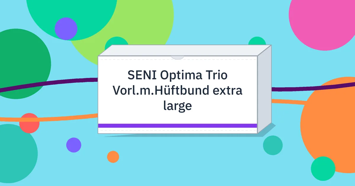 Symbolbild: Packung mit der Aufschrift SENI Optima Trio Vorl.m.Hüftbund extra large (PZN 12665319) – Verfügbarkeit und Bezug in Apotheken in Frankfurt am Main