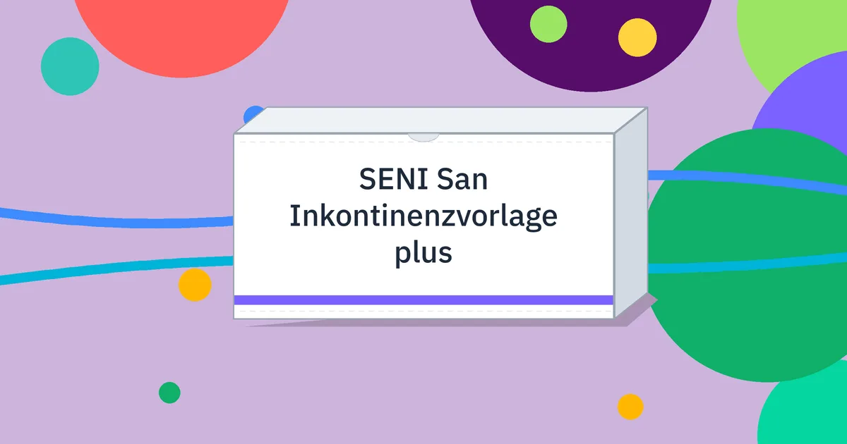Symbolbild: Packung mit der Aufschrift SENI San Inkontinenzvorlage plus (PZN 20322674) – Verfügbarkeit und Bezug in Apotheken in Frankfurt am Main
