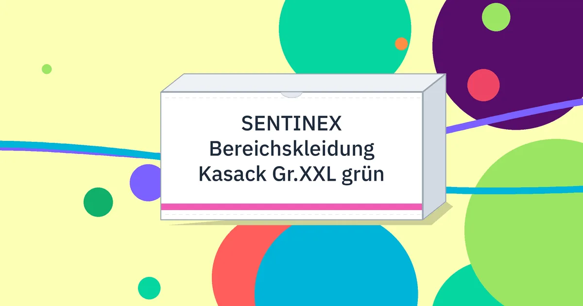 Symbolbild: Packung mit der Aufschrift SENTINEX Bereichskleidung Kasack Gr.XXL grün (PZN 09286280) – Verfügbarkeit und Bezug in Apotheken in Frankfurt am Main