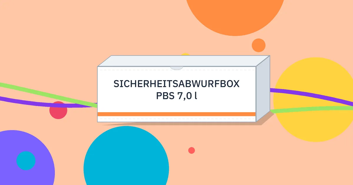 Symbolbild: Packung mit der Aufschrift SICHERHEITSABWURFBOX PBS 7,0 l (PZN 09106912) – Verfügbarkeit und Bezug in Apotheken in Frankfurt am Main