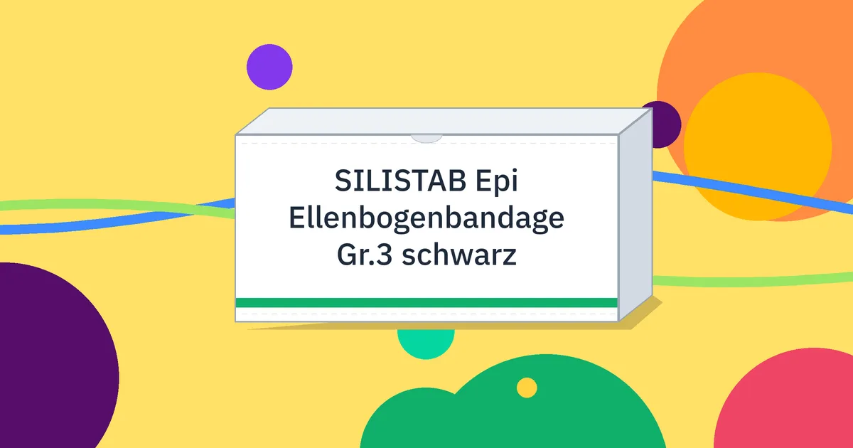 Symbolbild: Packung mit der Aufschrift SILISTAB Epi Ellenbogenbandage Gr.3 schwarz (PZN 00954219) – Verfügbarkeit und Bezug in Apotheken in Frankfurt am Main