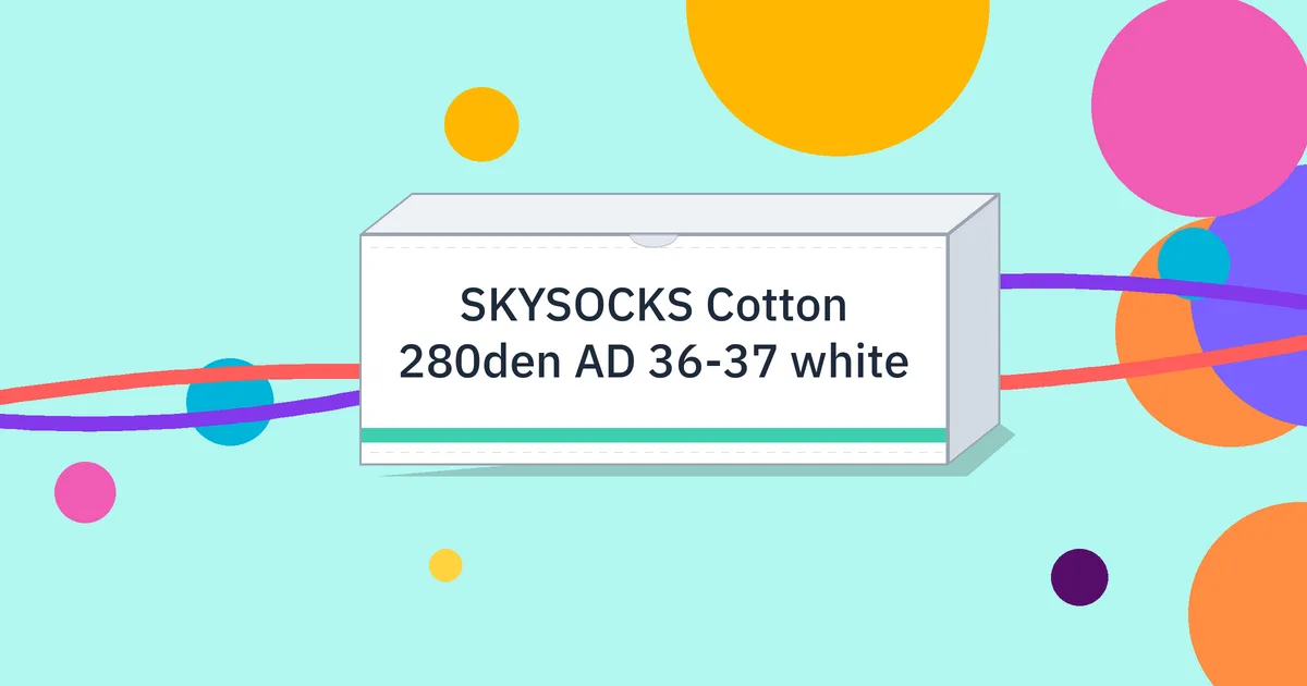 Symbolbild: Packung mit der Aufschrift SKYSOCKS Cotton 280den AD 36-37 white (PZN 18897700) – Verfügbarkeit und Bezug in Apotheken in Frankfurt am Main