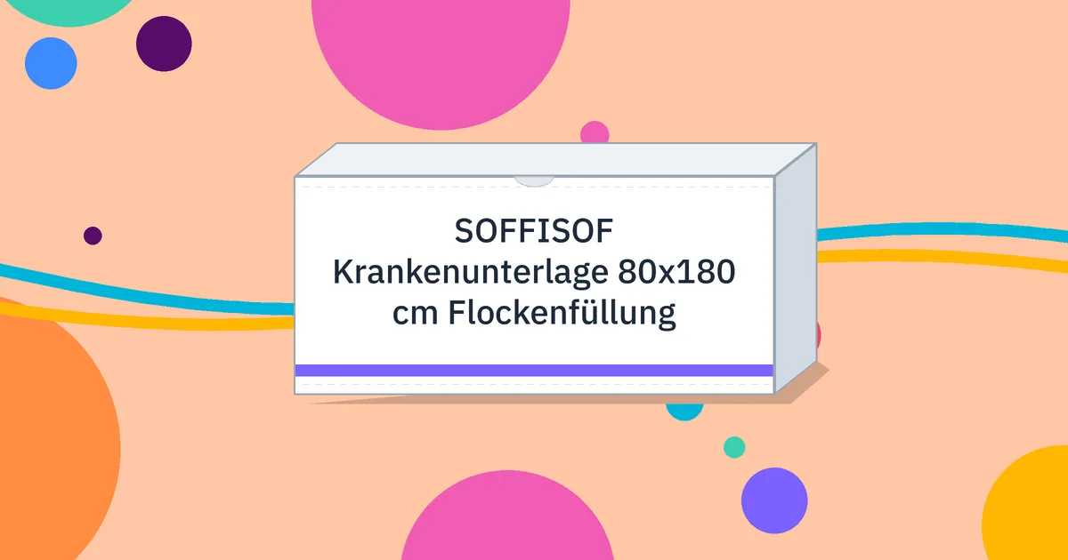 Symbolbild: Packung mit der Aufschrift SOFFISOF Krankenunterlage 80x180 cm Flockenfüllung (PZN 12444647) – Verfügbarkeit und Bezug in Apotheken in Frankfurt am Main