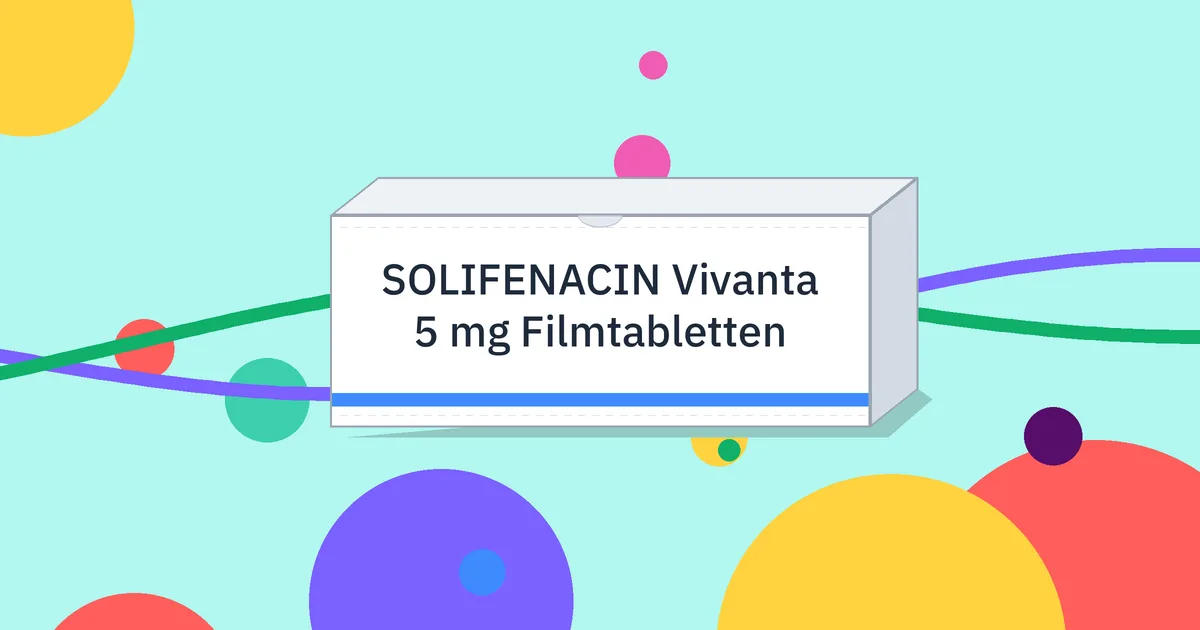 Symbolbild: Packung mit der Aufschrift SOLIFENACIN Vivanta 5 mg Filmtabletten (PZN 19956592) – Verfügbarkeit und Bezug in Apotheken in Frankfurt am Main