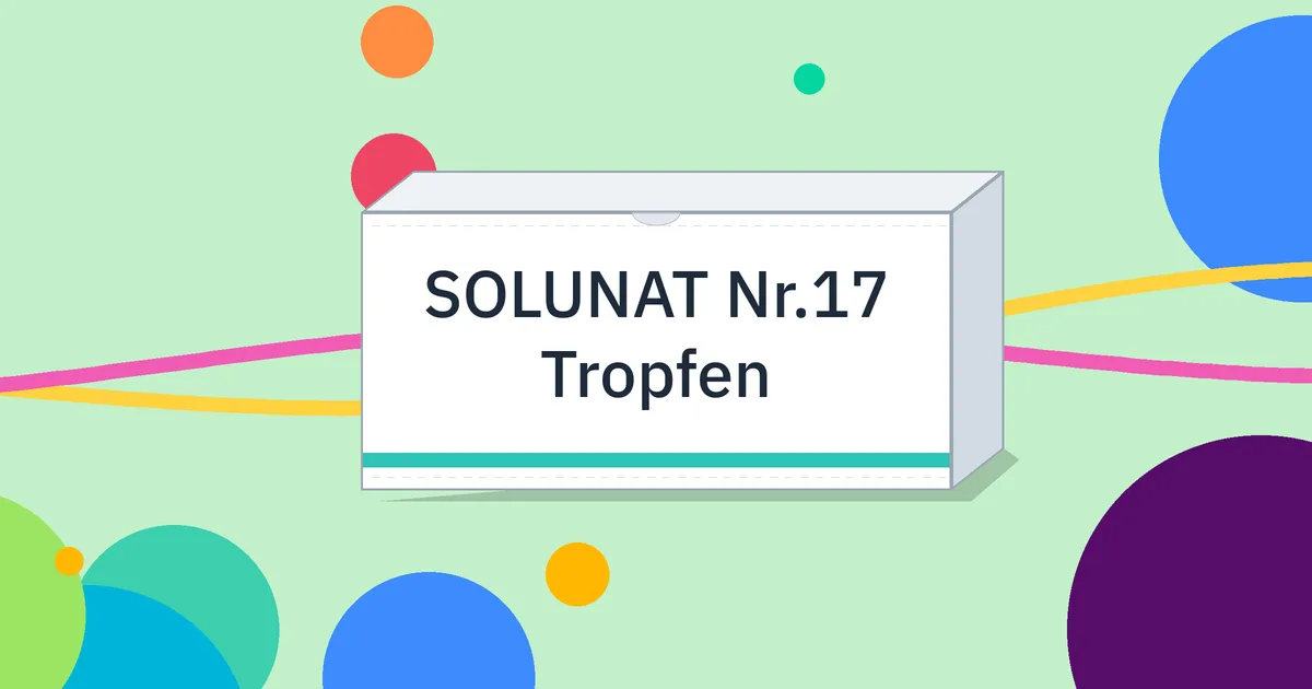 Symbolbild: Packung mit der Aufschrift SOLUNAT Nr.17 Tropfen (PZN 02941505) – Verfügbarkeit und Bezug in Apotheken in Frankfurt am Main